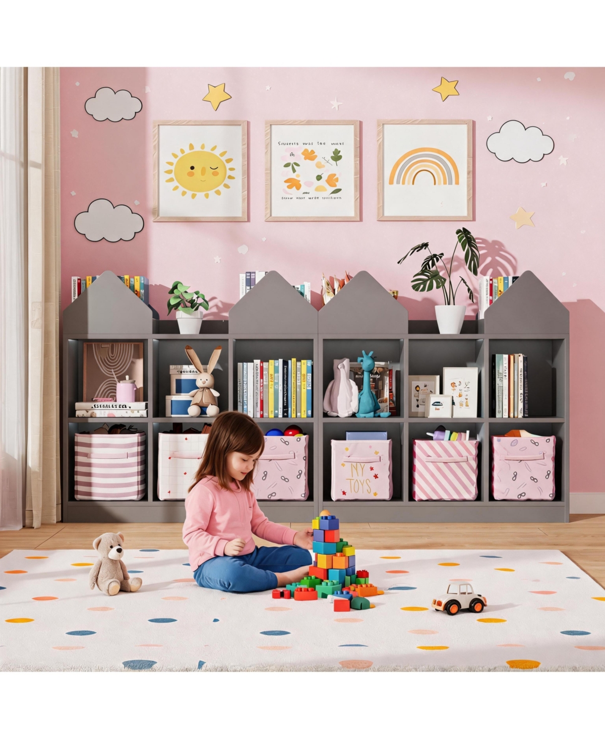 Click here for homfan Set of 2 Kids Castle Cube Toy Storage Organ... prices