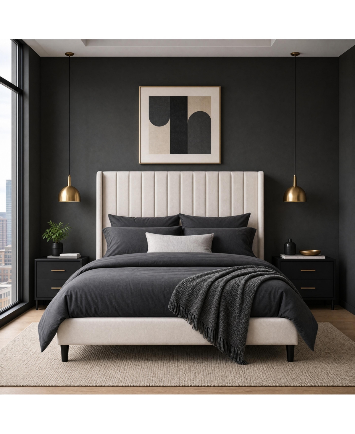 Click here for Homfan Bed Frame with Headboard  Sturdy Wooden Sla... prices