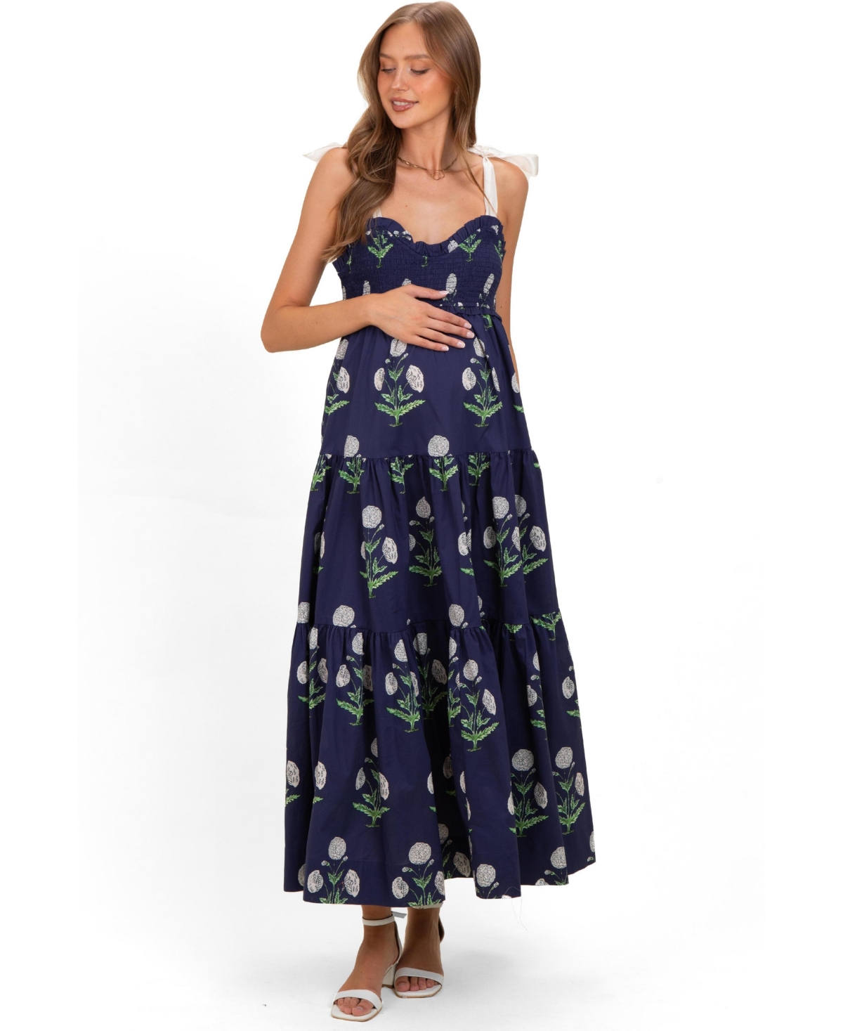 Click here for Pinkblush Womens Navy Floral Sweetheart Neckline S... prices