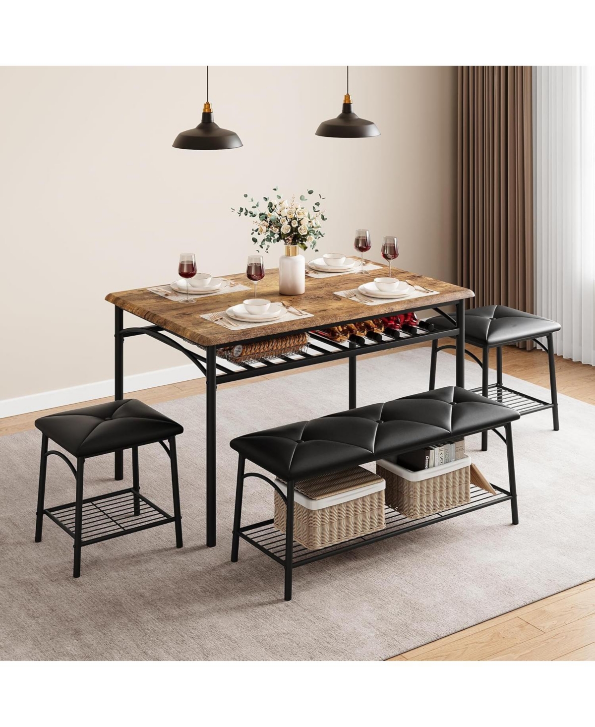 Click here for gaomon Dining Table Set for 4 with Storage Shelves... prices