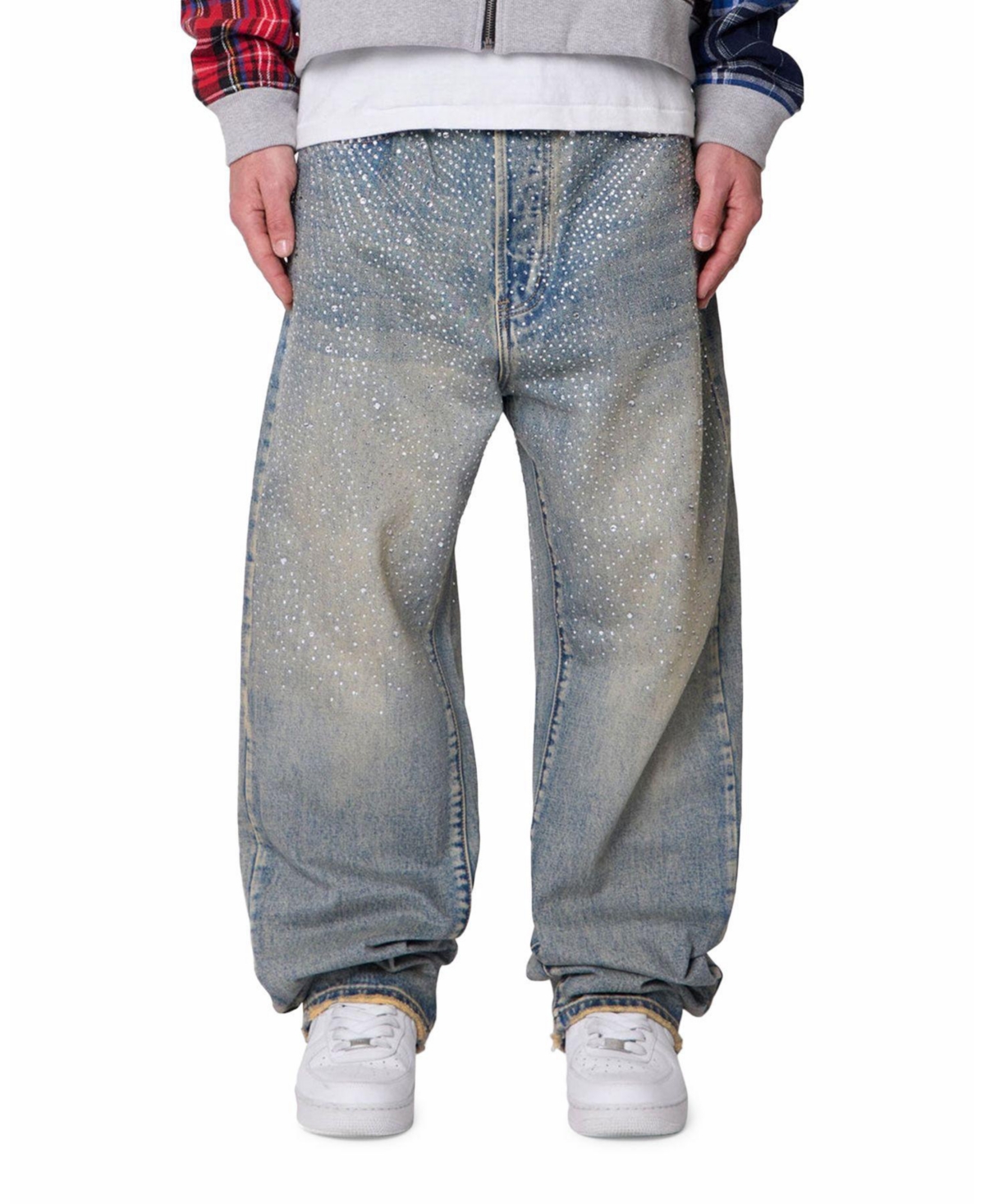 Click here for mnml Mens Ultra Baggy Gem Denim Jeans - Blue prices