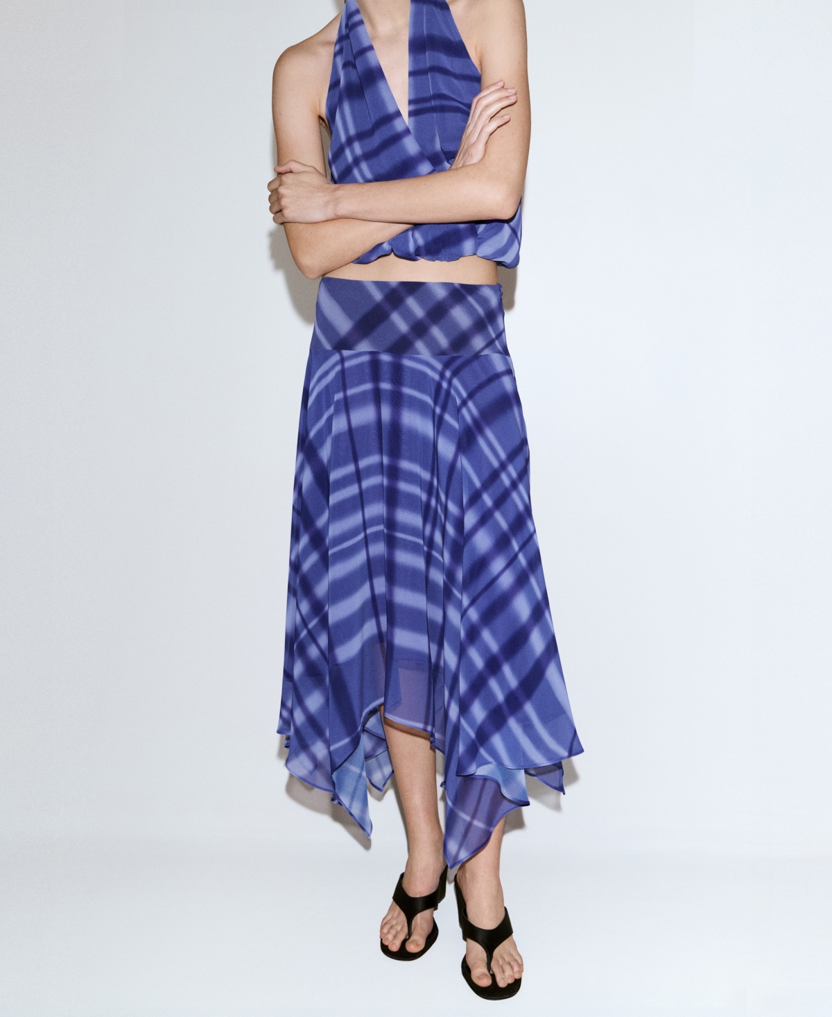 Click here for Mango Womens Long Flared Skirt - Medium Blue prices