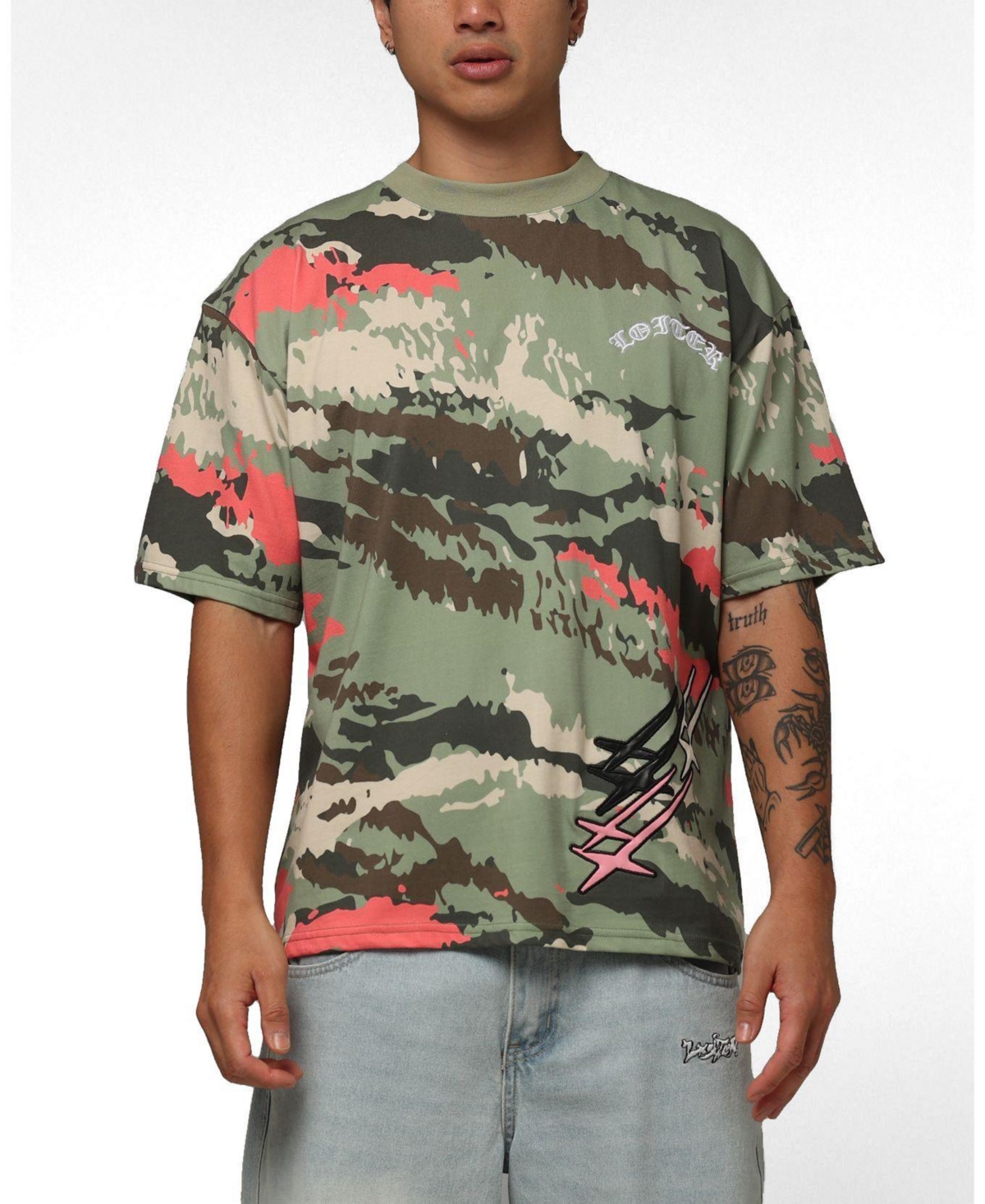 Click here for Loiter Mens Hybrid Patch T-Shirt - Green prices