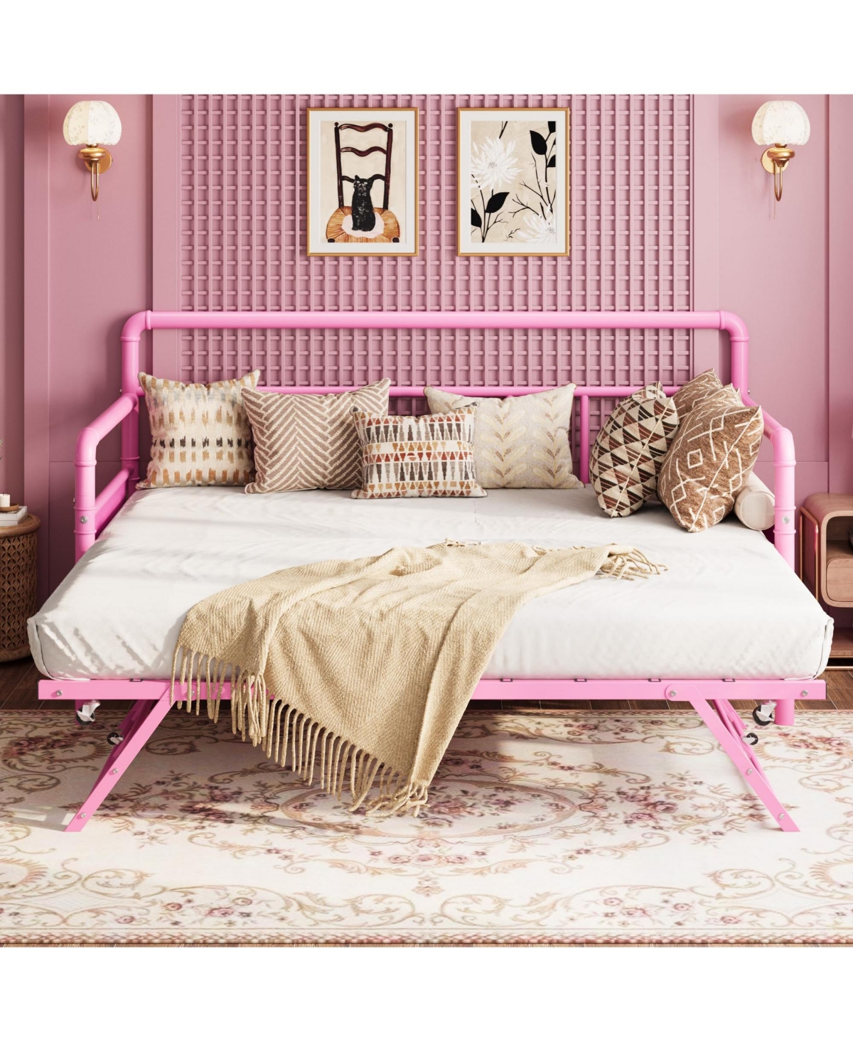 Click here for homfan Twin Daybed with Trundle  Metal Daybed with... prices