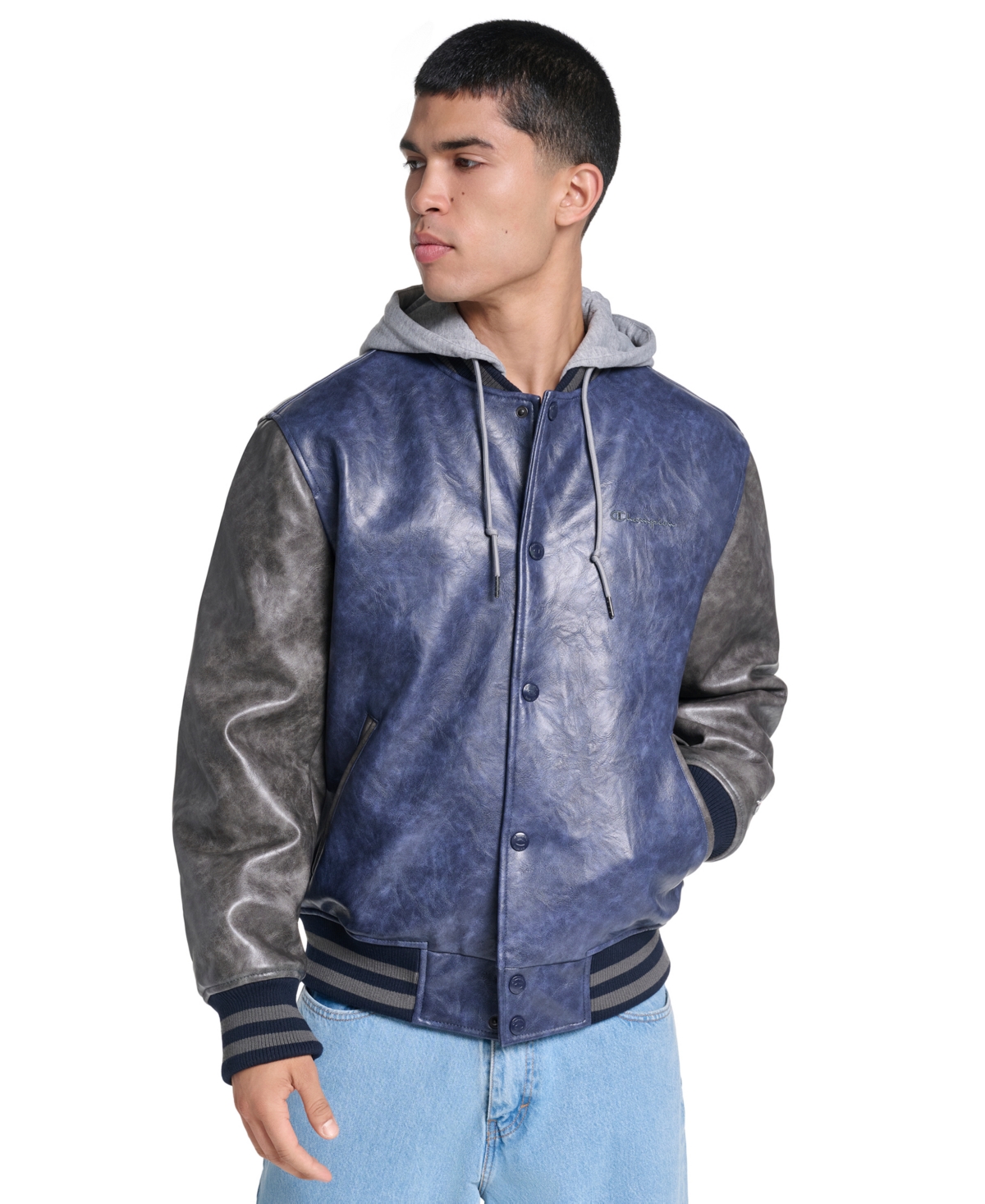 Click here for Champion Mens Faux Leather Varsity Full-Zip Jacket... prices