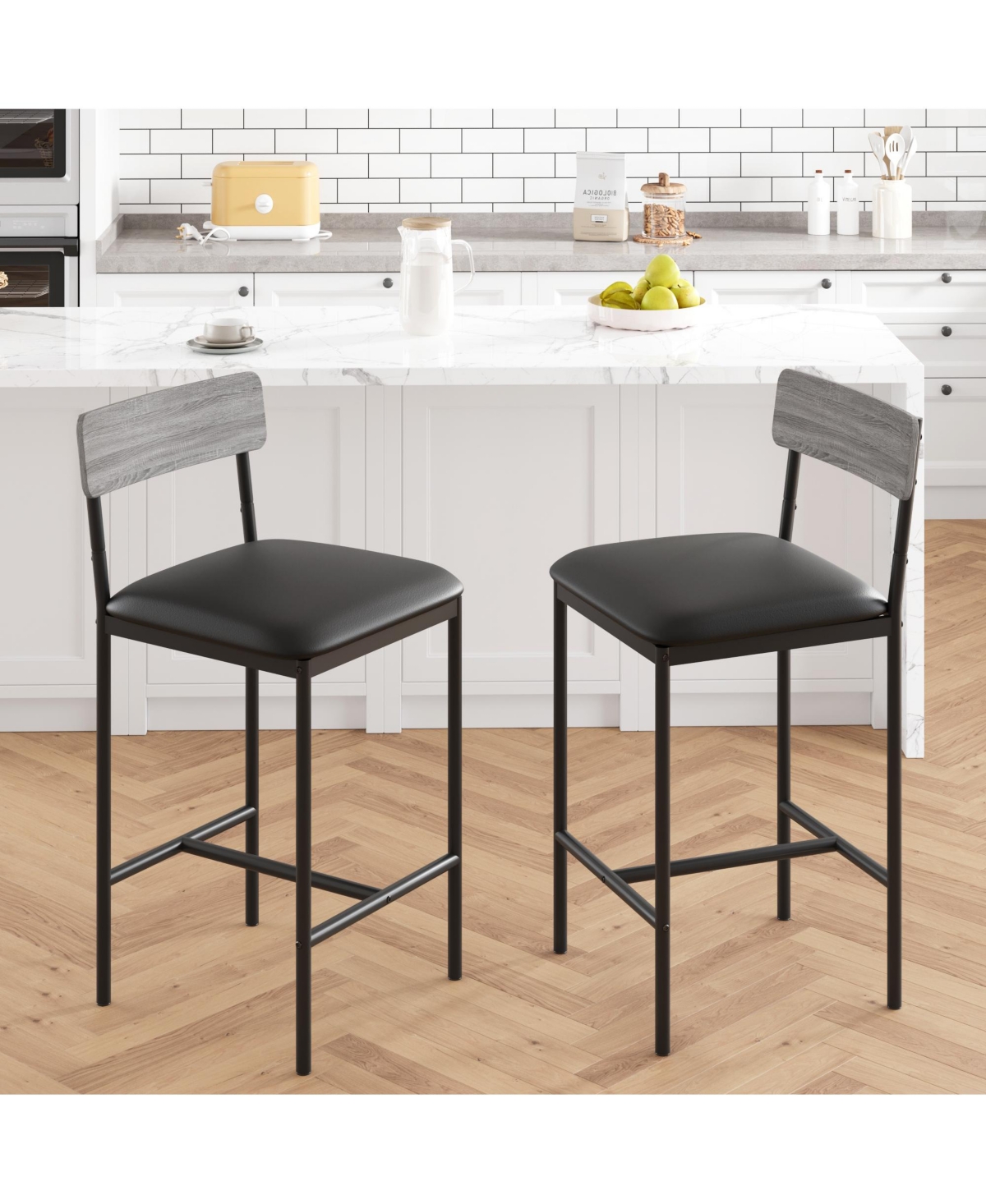 Click here for homfan Set of 2 Bar Stools Tall Kitchen Breakfast... prices