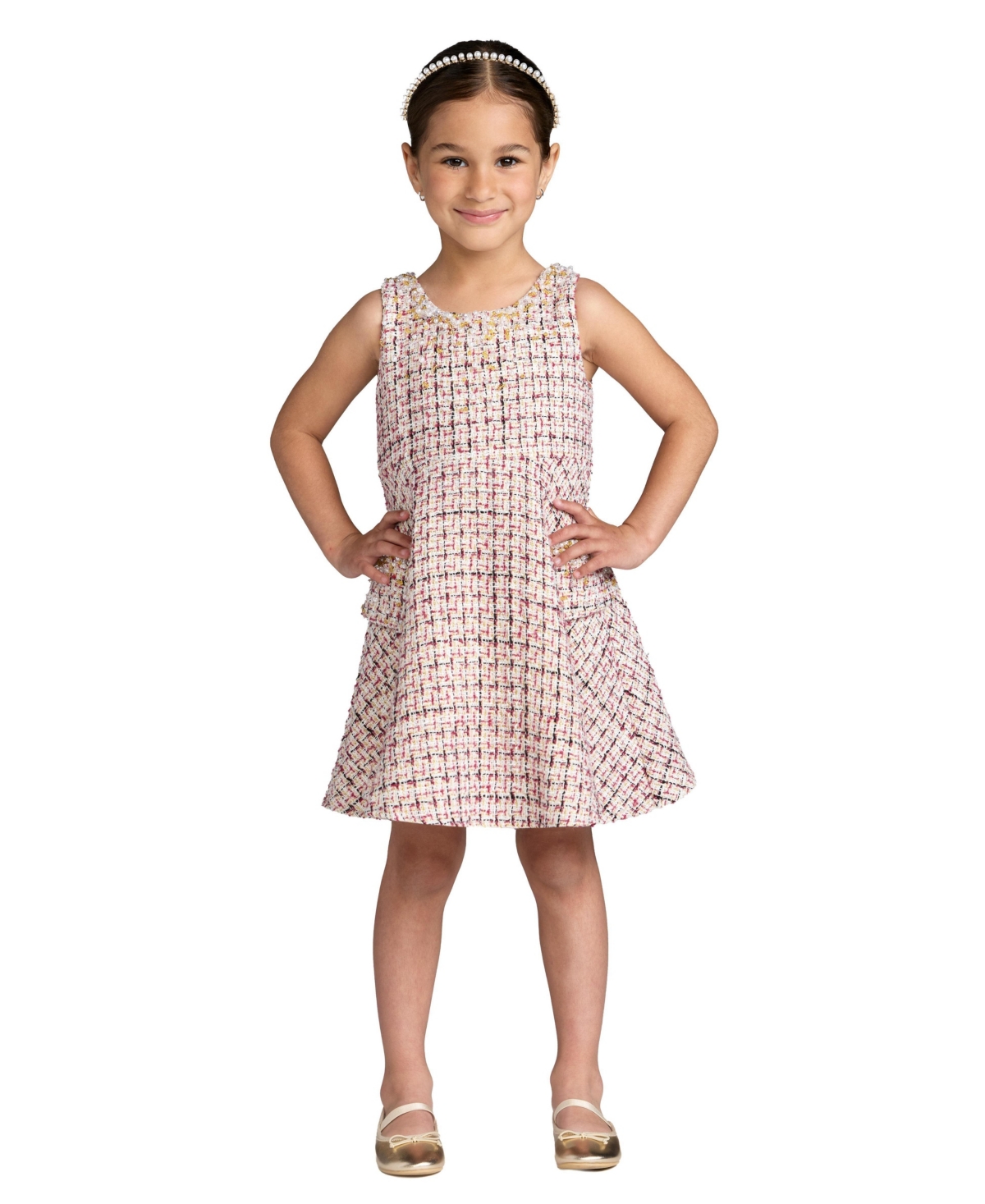 Click here for Mac Duggal Big Girls Beaded Boucle Mini Dress - Ch... prices