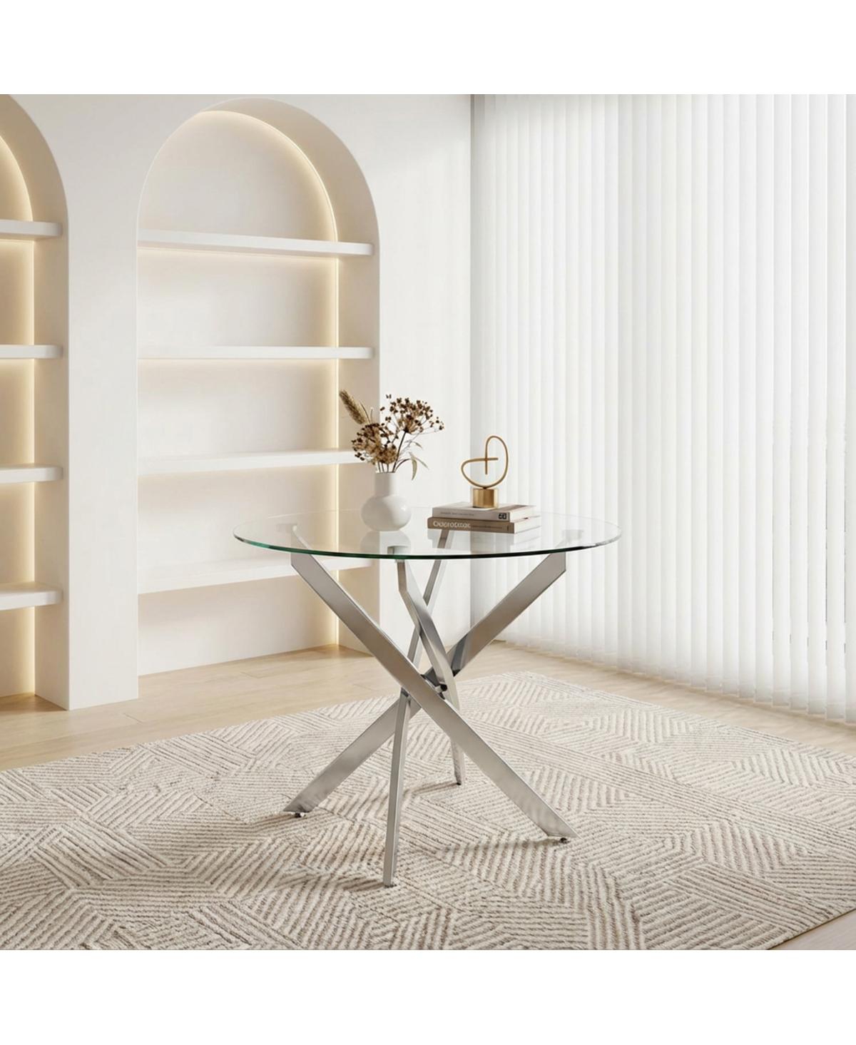 Click here for Streamdale Furniture 35.5 Glass Leg Round Dining T... prices