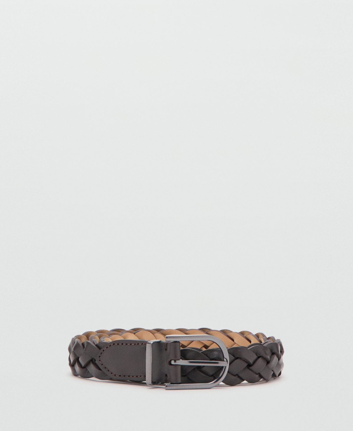 Click here for Mango Mens Leather Braided Belt - Brown prices