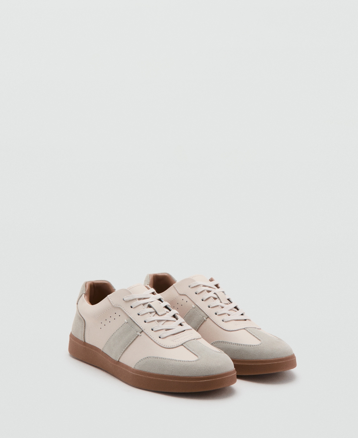 Click here for Mango Mens Combined Leather Sneakers - White prices