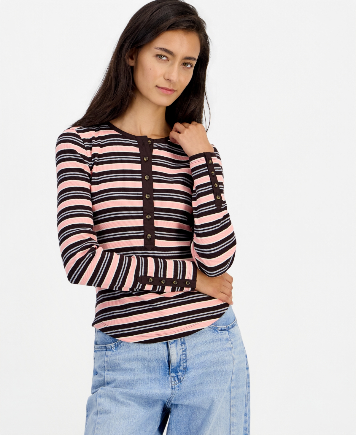 Click here for On 34th Womens Long Sleeve Ribbed Henley Top  Macy... prices