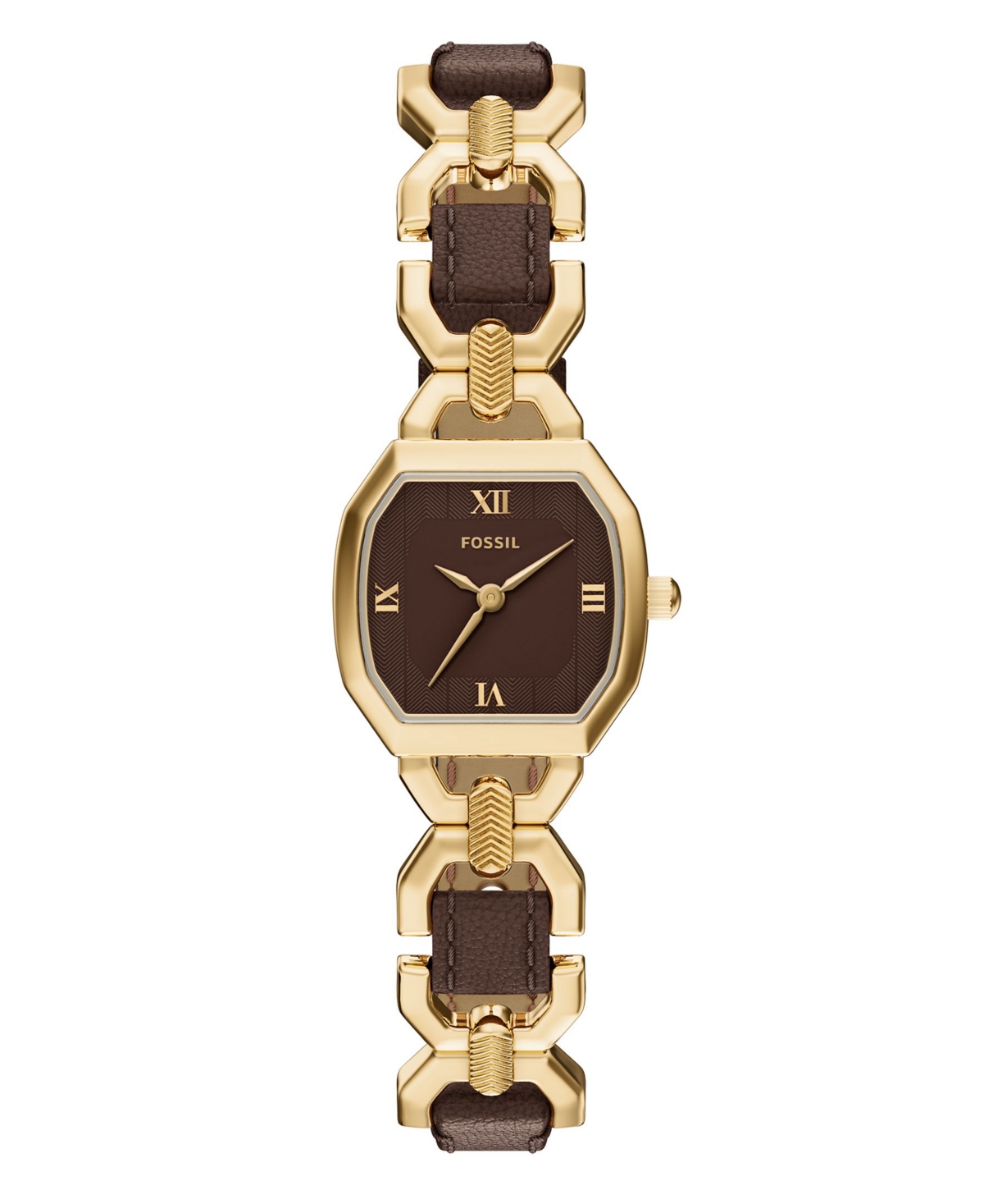 Click here for Fossil Womens Harlow Three-Hand Brown Leather and... prices