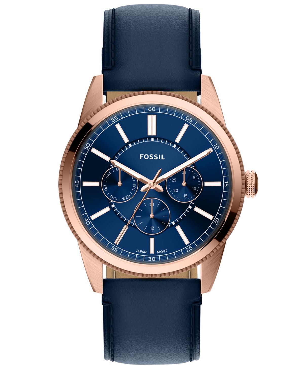 Click here for Fossil Mens Pearson Multi-function Navy Leather Wa... prices