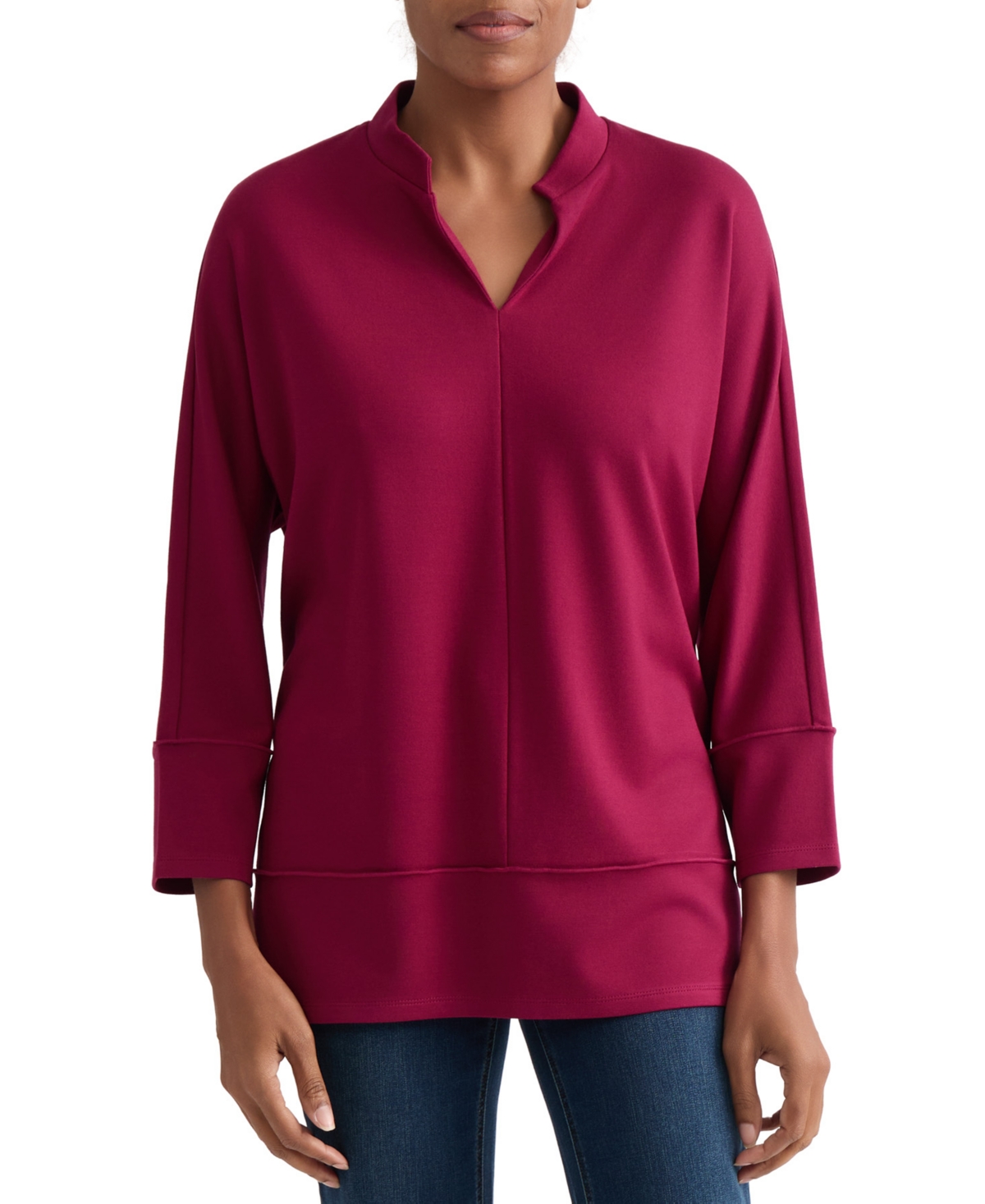 Click here for Jones New York Plus Size V-Neck Top - Berry Red prices