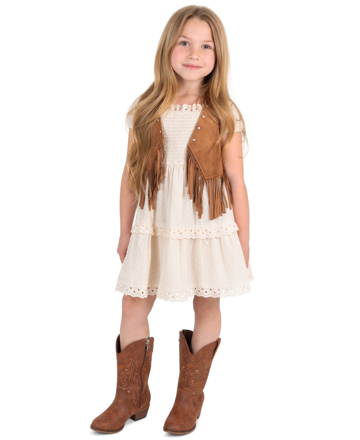 Click here for Rare Editions Girls 4T-6X Suede Fringe Vest and Cl... prices
