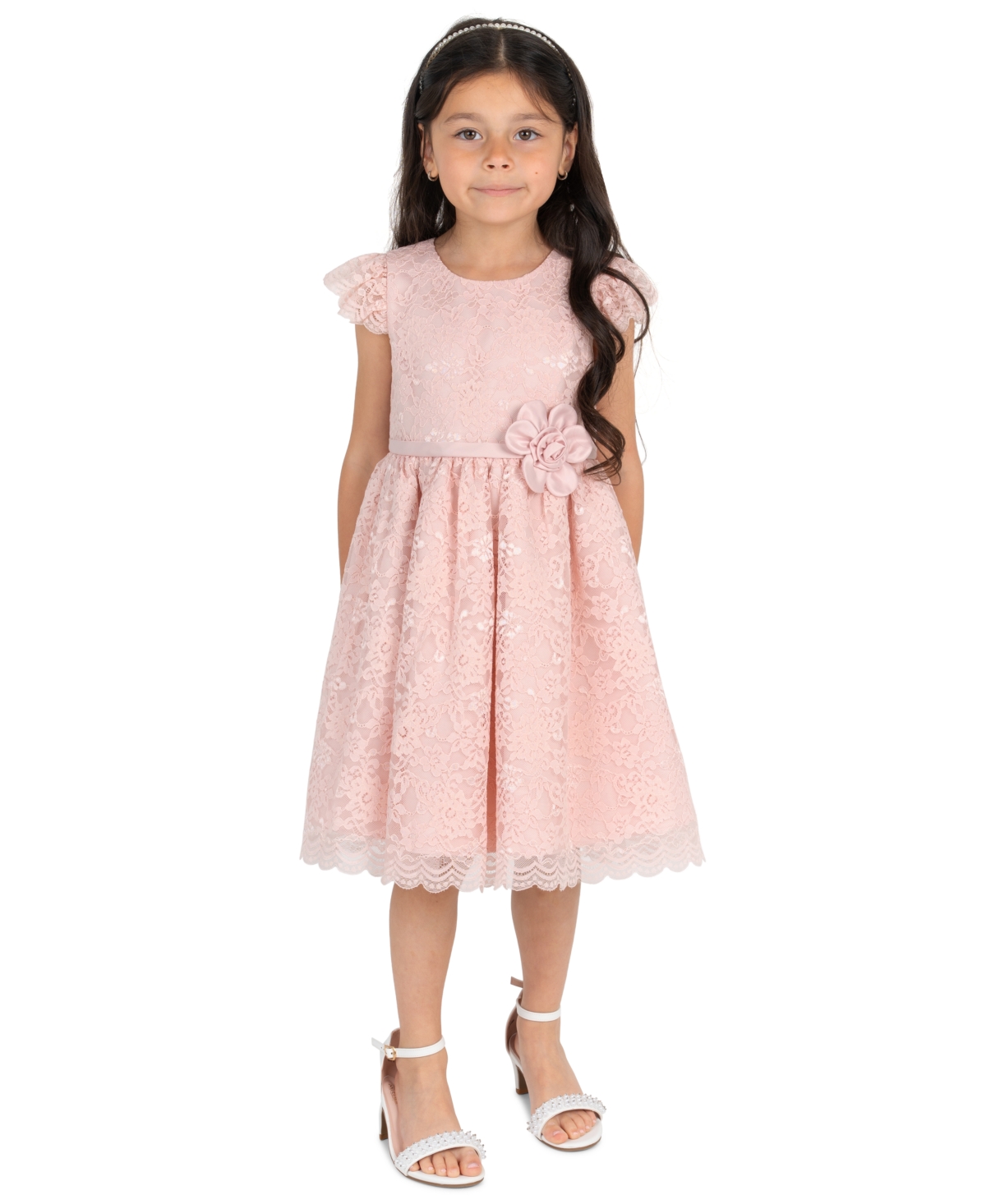 Click here for Rare Editions Girls 2T-6X Lace Flutter Sleeve Dres... prices