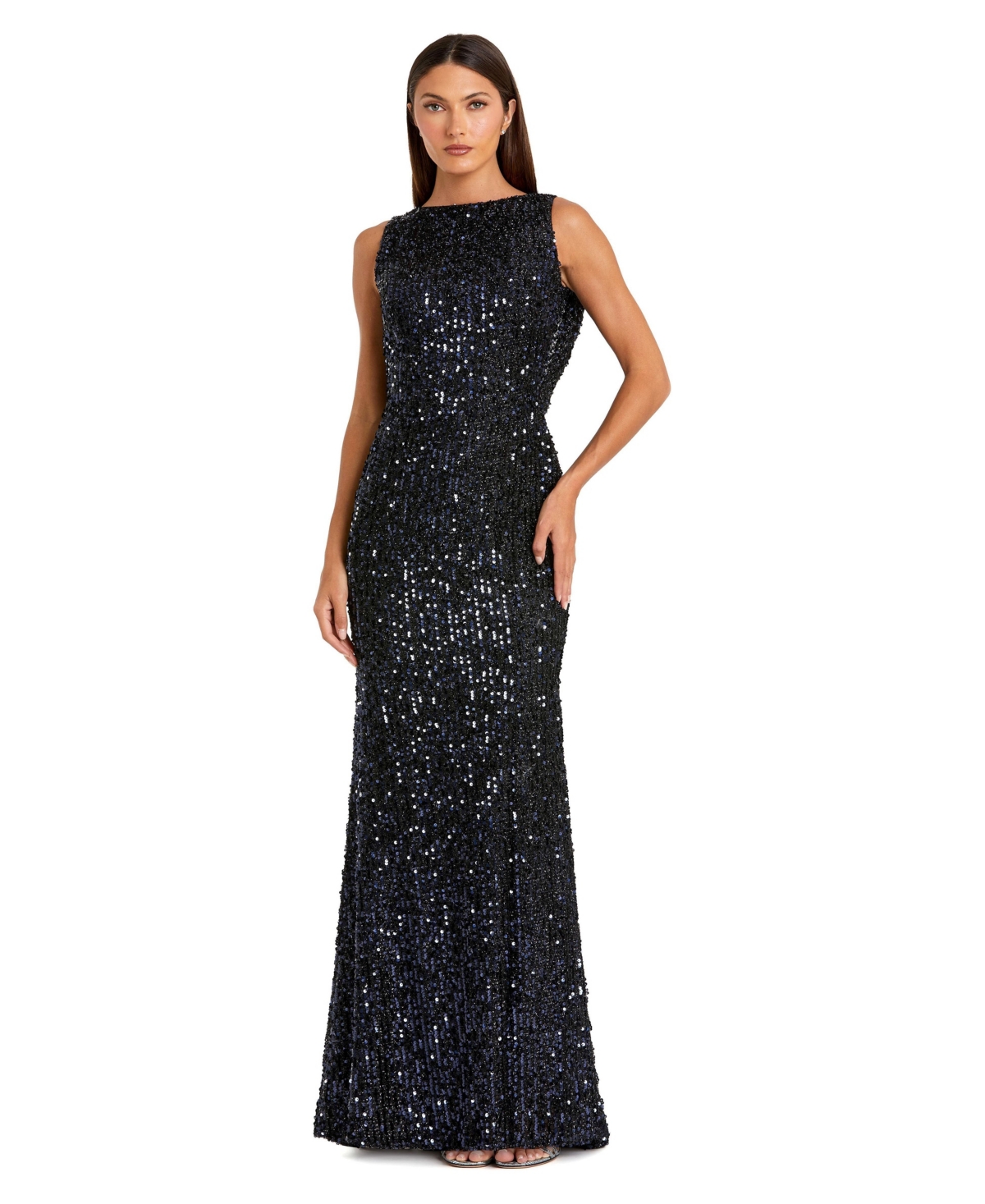 Click here for Mac Duggal Petite Sleeveless Sequin Cowl Back Even... prices