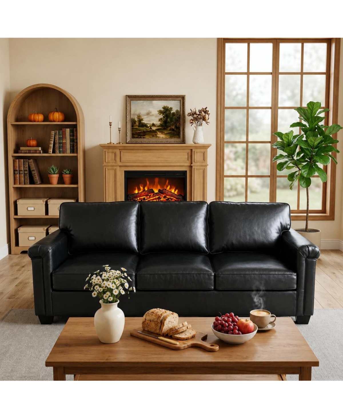 Click here for gaomon 87.8 Inch 3 Seater Sofa  Faux Leather Couch... prices
