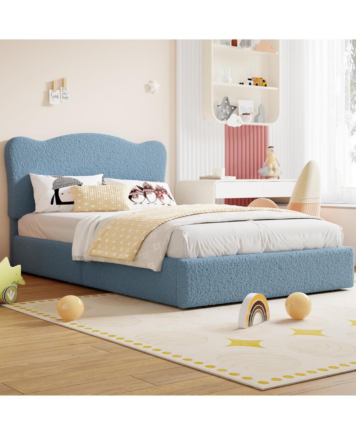 Click here for gaomon Upholstered Full Size Bed Frame for Kids wi... prices