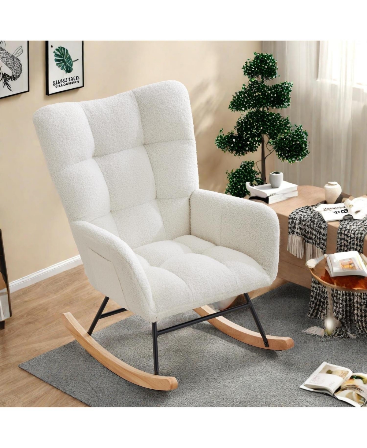 Click here for gaomon Teddy Nursery Rocking Chair with Side Pocke... prices