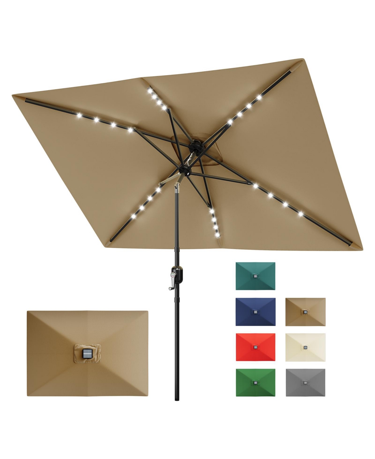 Click here for gaomon Solar Powered Rectangular Patio Umbrella Wi... prices