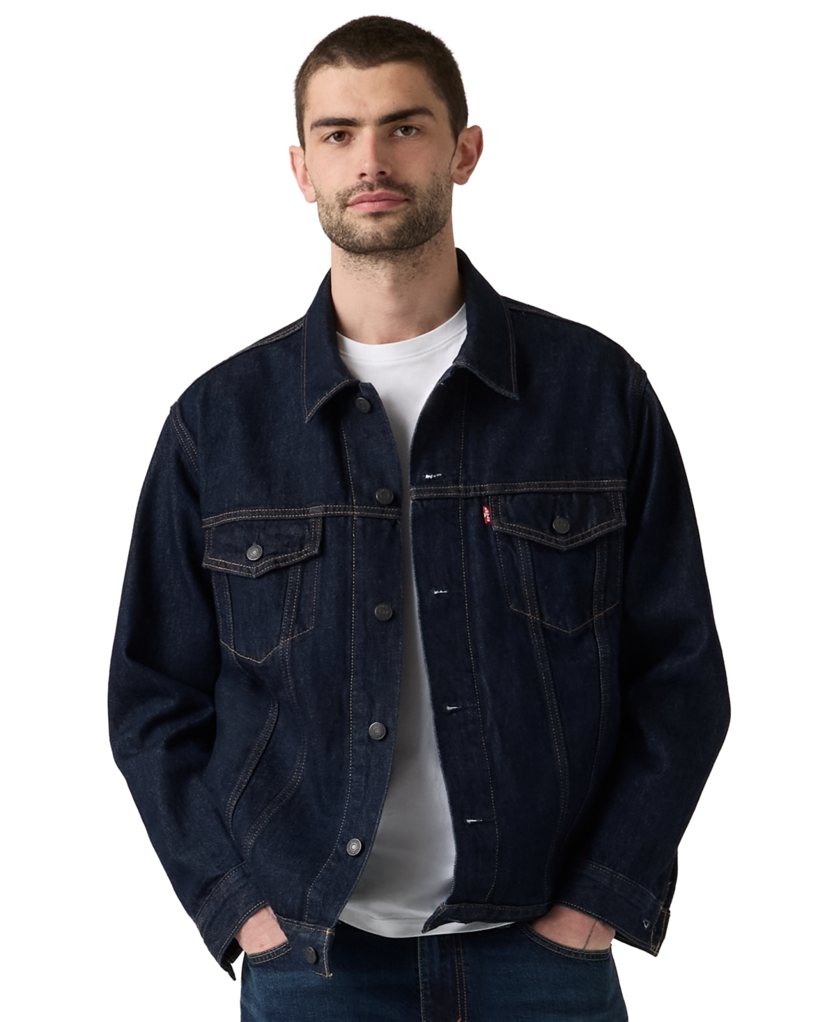 Click here for Levis Mens Relaxed-Fit Trucker Jacket - Rinse It O... prices