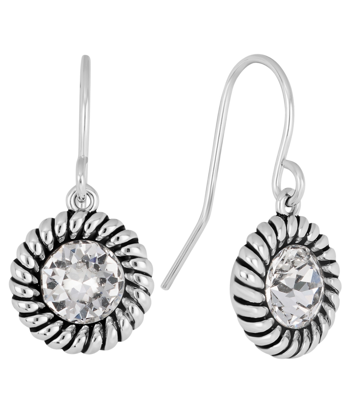 Click here for Macys Sterling Silver 6mm Crystal Round Rope Edge... prices