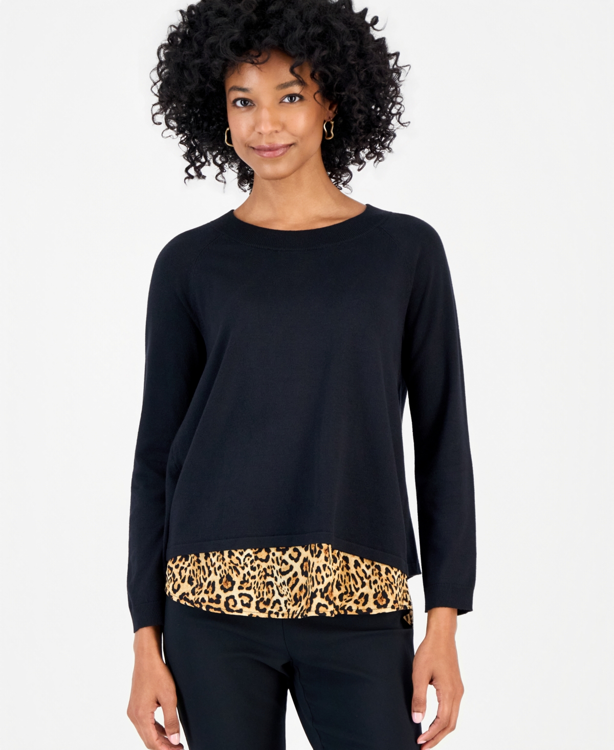 Click here for Jm Collection Womens Bold Leopard Two-Fer Split Ba... prices