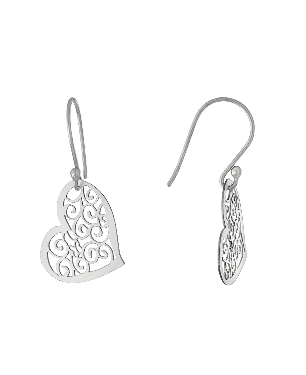 Click here for Macys Laser Cut Scroll Heart Drop Earrings - Silve... prices