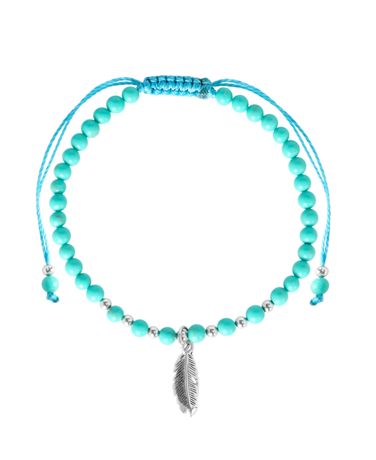 Click here for Macys Feather Charm Stone Beaded Rope Bracelet - S... prices