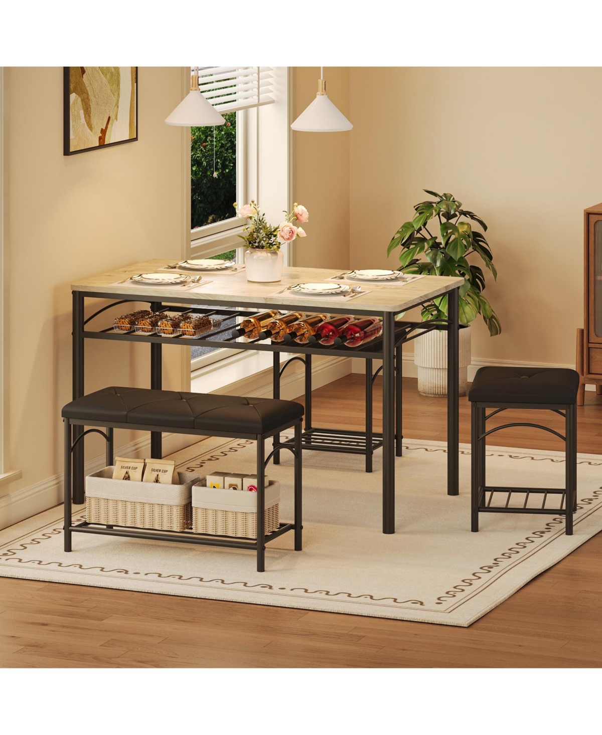 Click here for homfan Modern 4-Person Dining Table Set  Space-Sav... prices