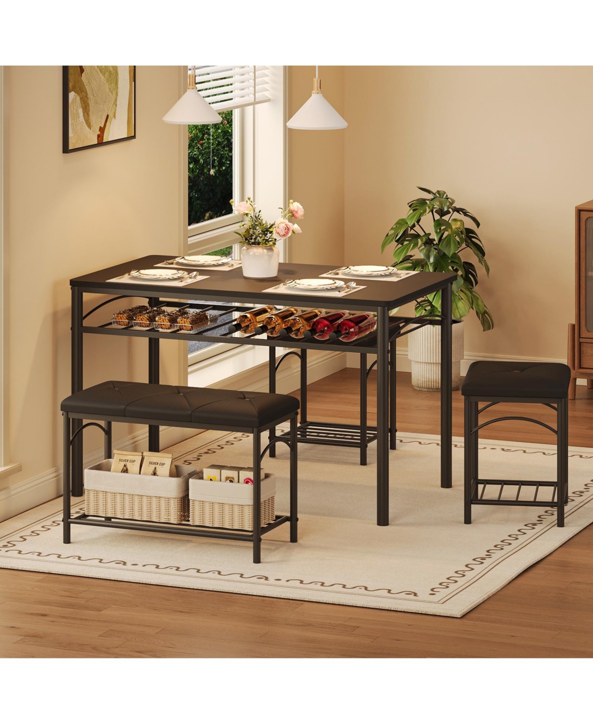 Click here for homfan Modern 4-Person Dining Table Set  Space-Sav... prices