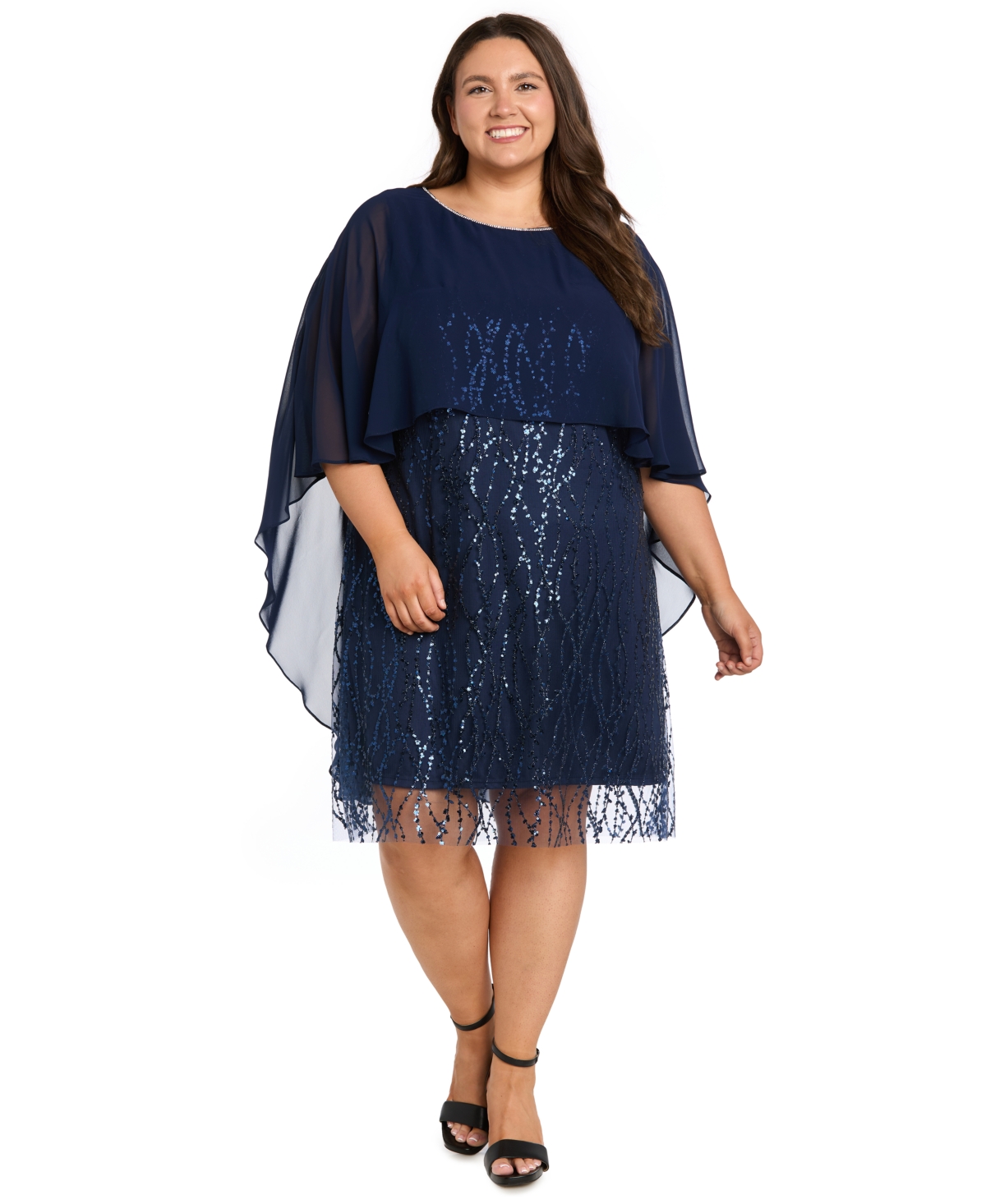 Click here for R & M Richards Plus Size Scoop Neck Beaded Sheath... prices