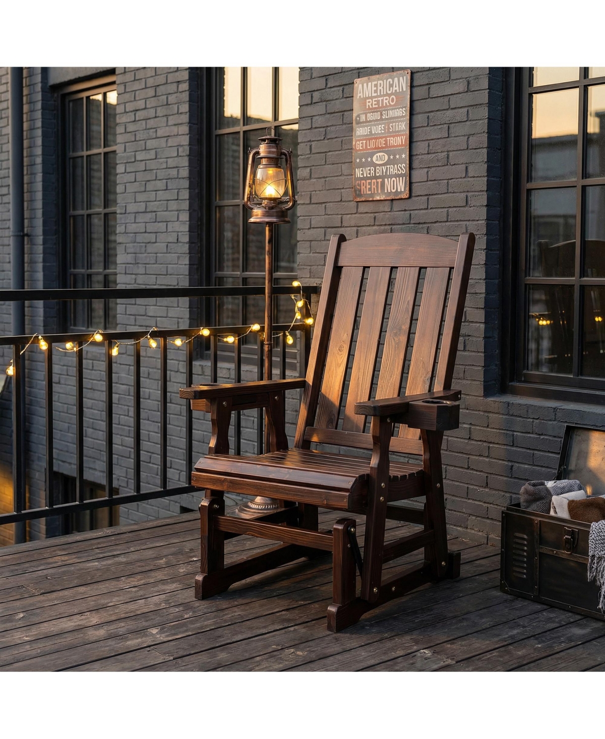 Click here for Wooden Patio Glider for One Person  with High Back... prices