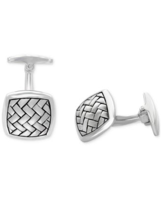 EFFY® Men's Woven-Look Square Cufflinks in Sterling Silver - Macy's
