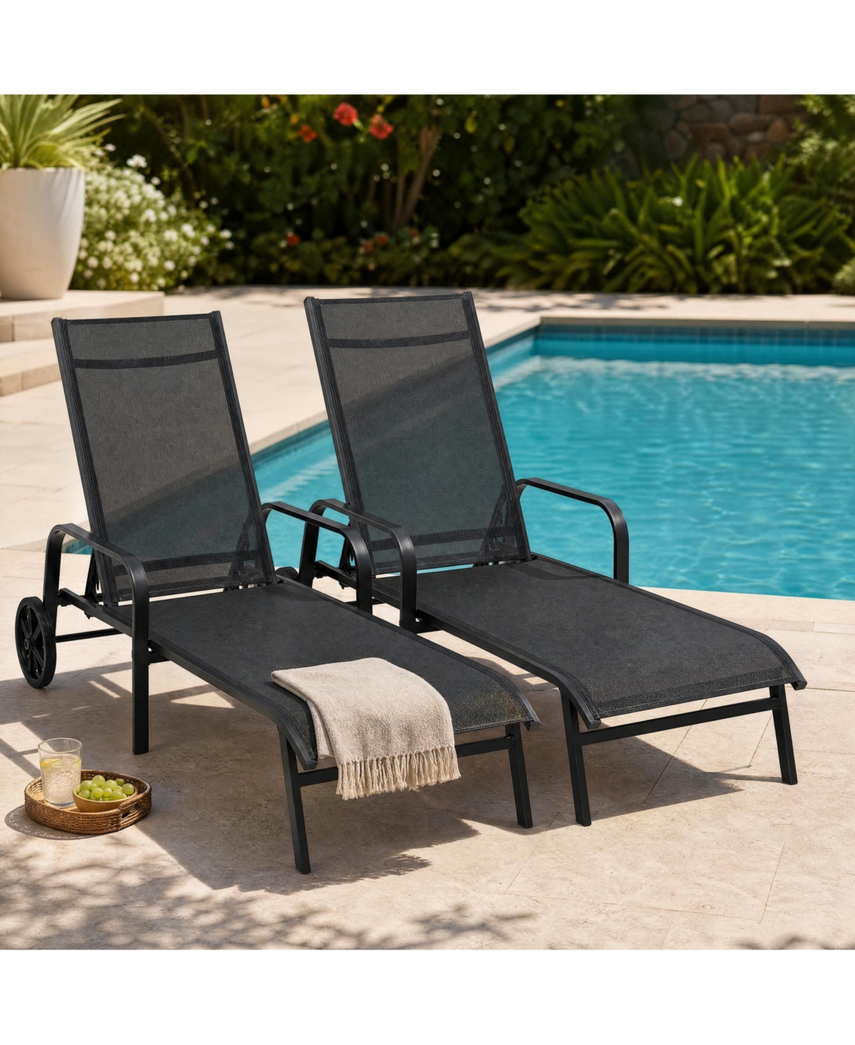 Click here for GarveeLife Set of 2 Adjustable Outdoor Chaise Loun... prices