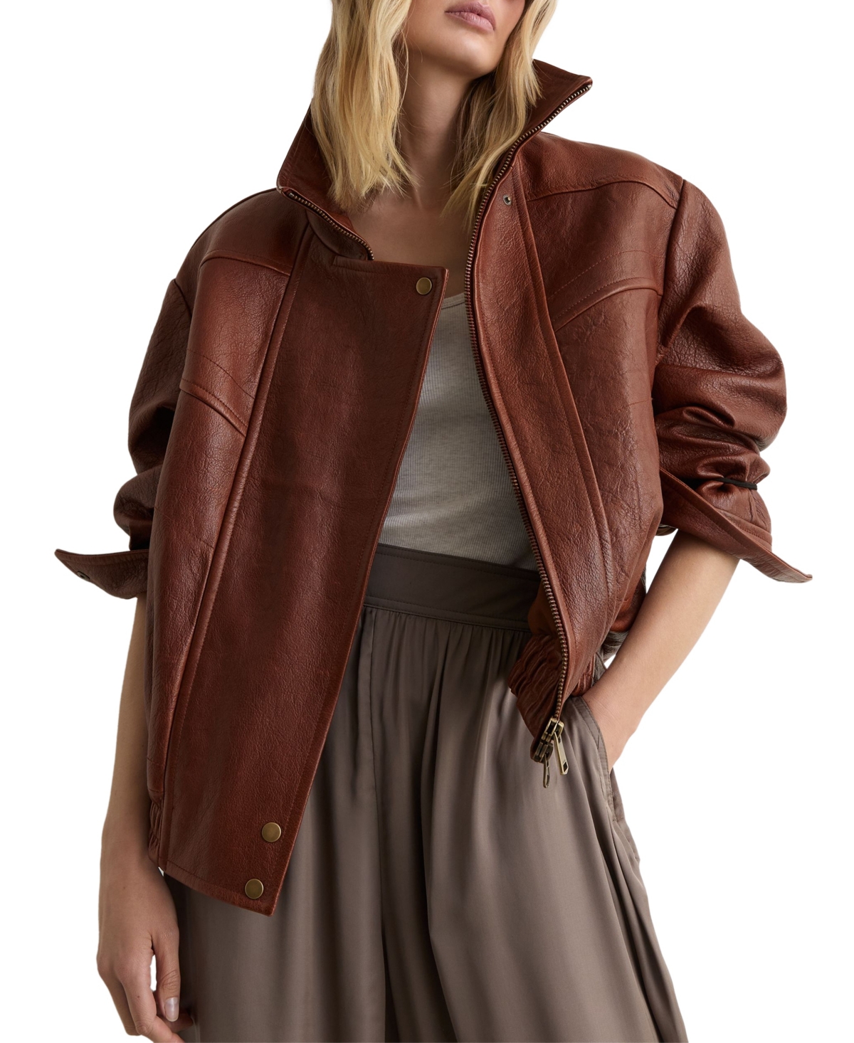 Click here for Reiss Womens Petra Textured Oversized Funnel-Neck... prices