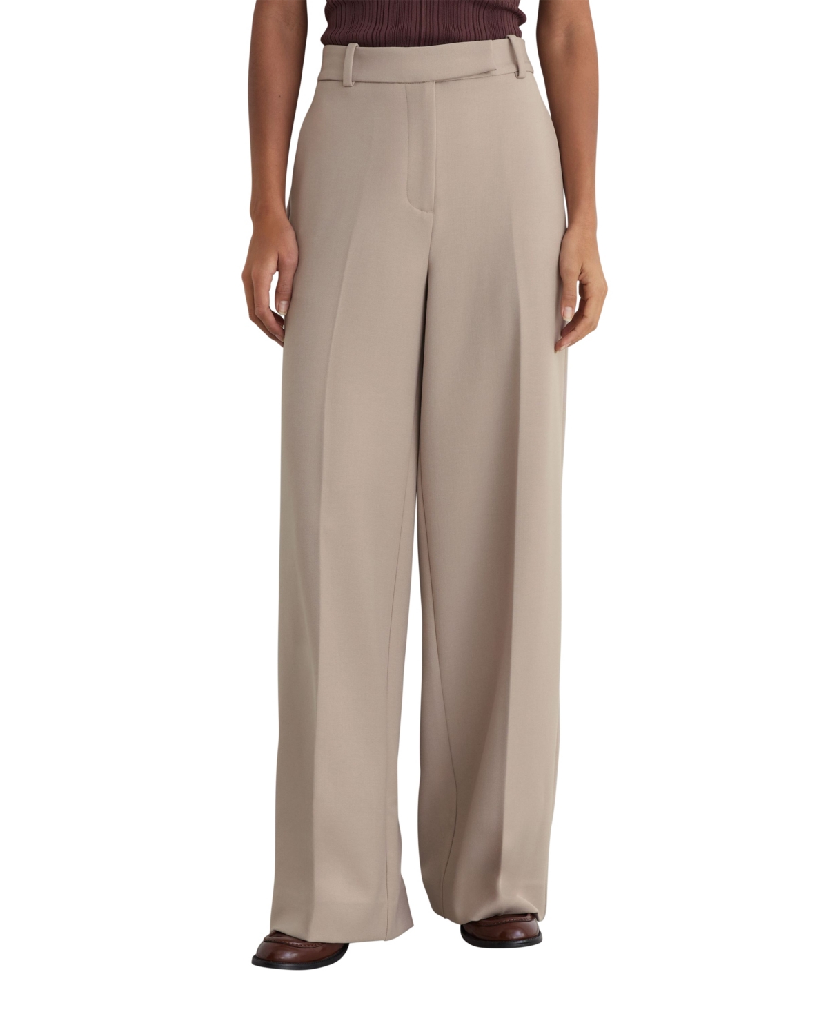 Click here for Reiss Womens Gabi Mid-Rise Wide-Leg Trousers - Sto... prices