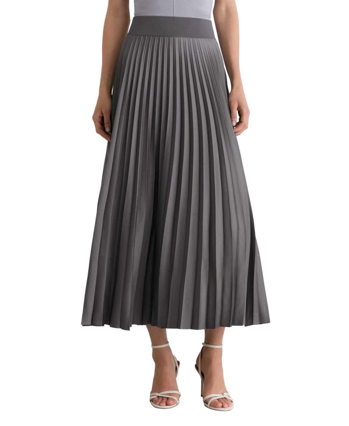 Click here for Reiss Womens Seren Pleated A-Line Midi Skirt - Gra... prices