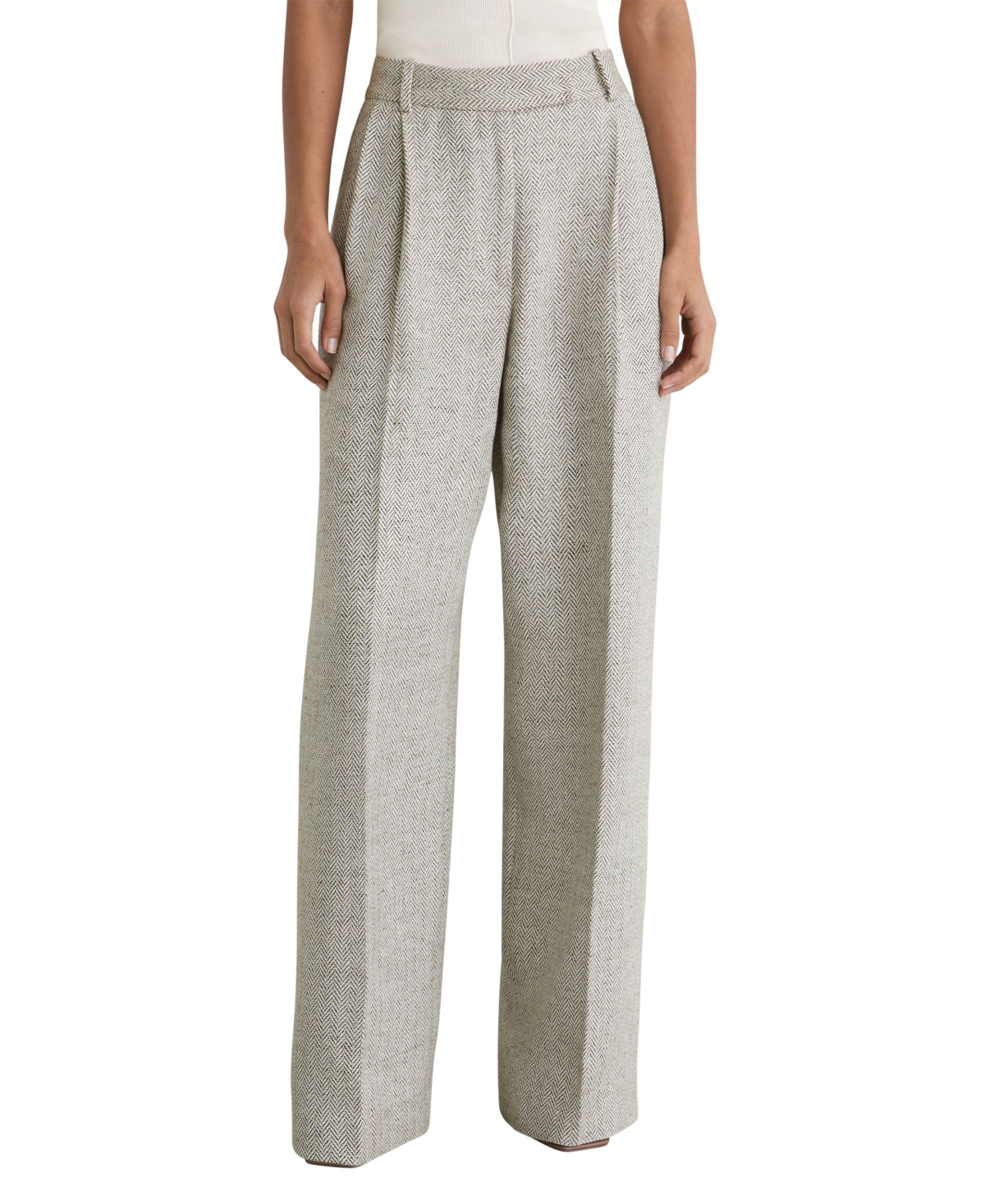 Click here for Reiss Petite Ezra Herringbone Straight-Leg Suit Pa... prices