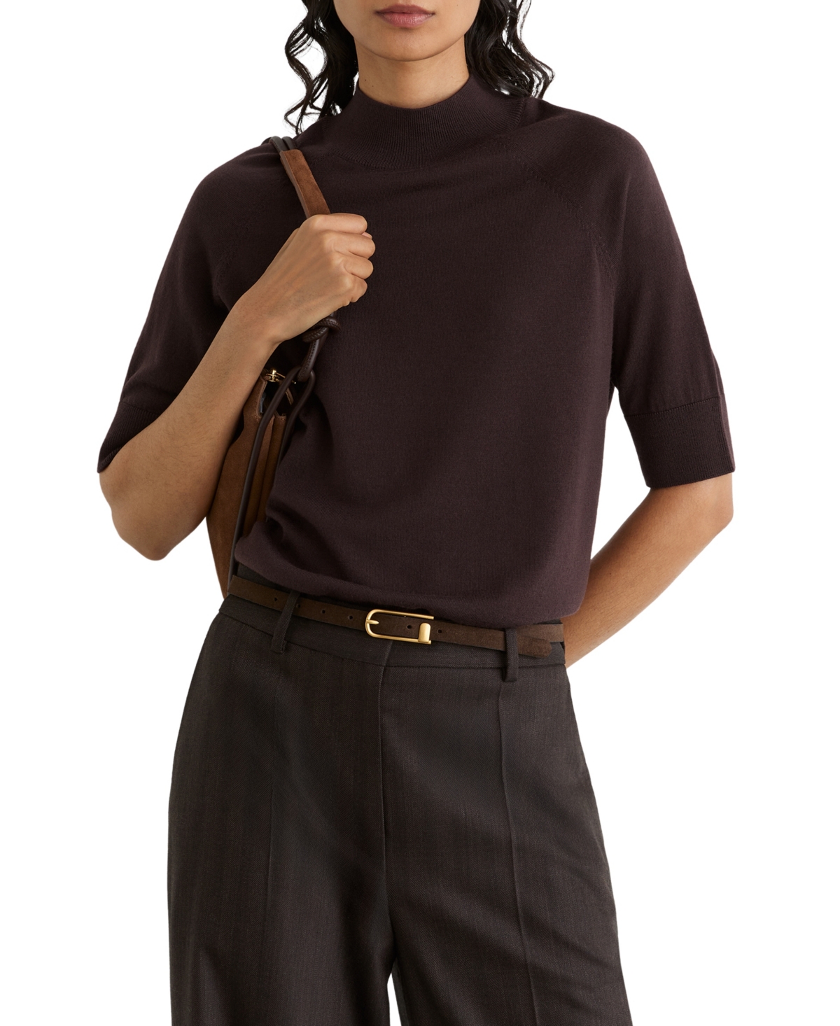 Click here for Reiss Womens Sienna Merino Wool Funnel-Neck Top -... prices