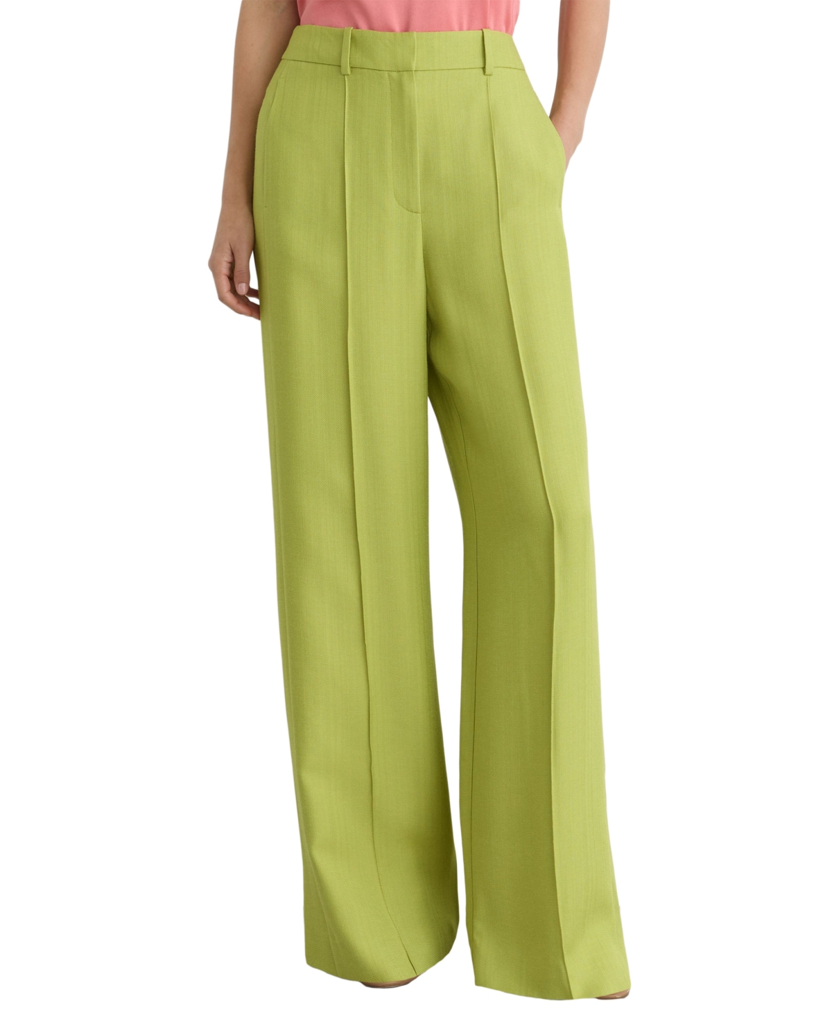 Click here for Reiss Womens Petite Jodie Textured-Weave Wide-Leg... prices