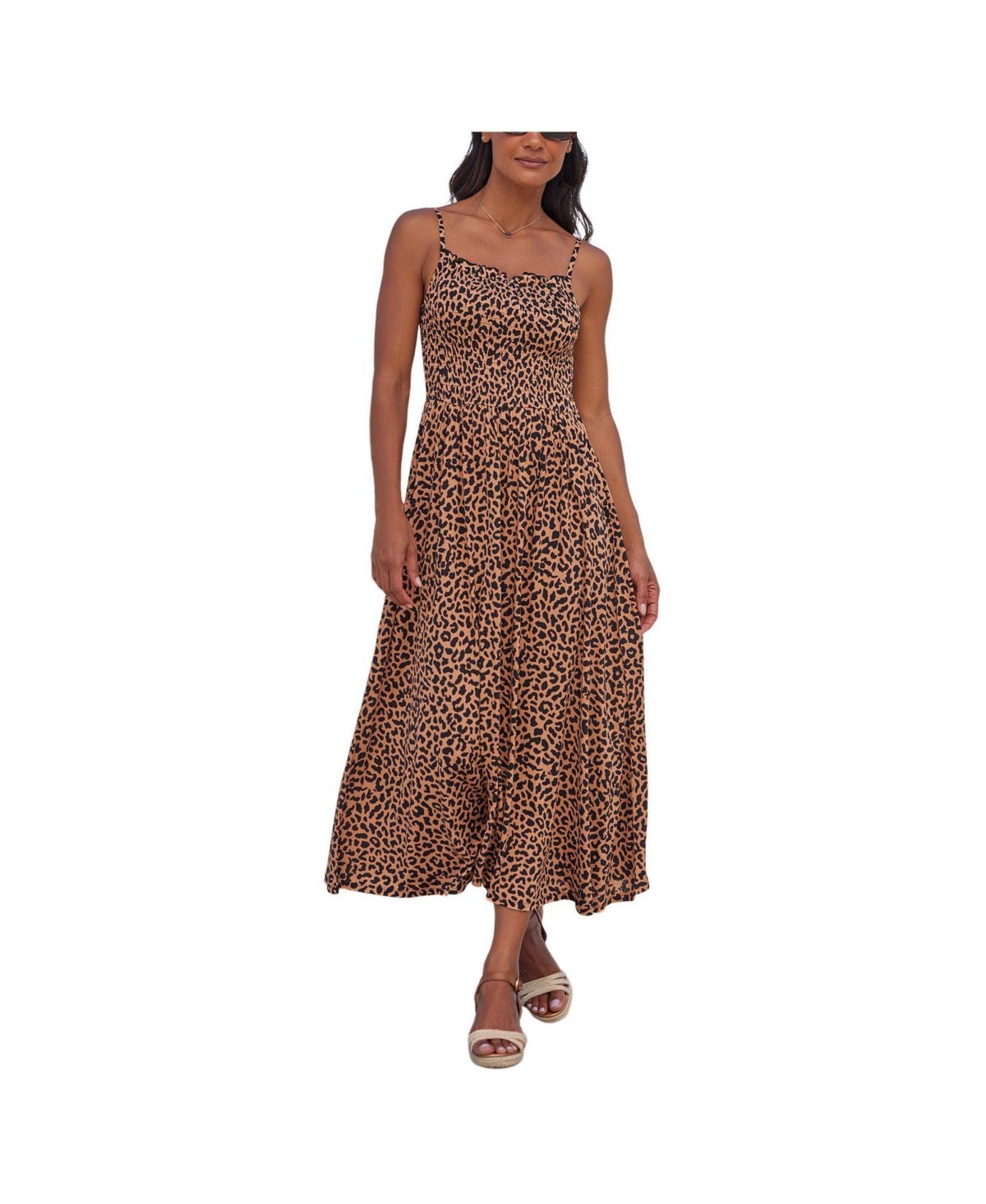 Click here for Lascana Womens Viscose Animal Print Smocked Square... prices