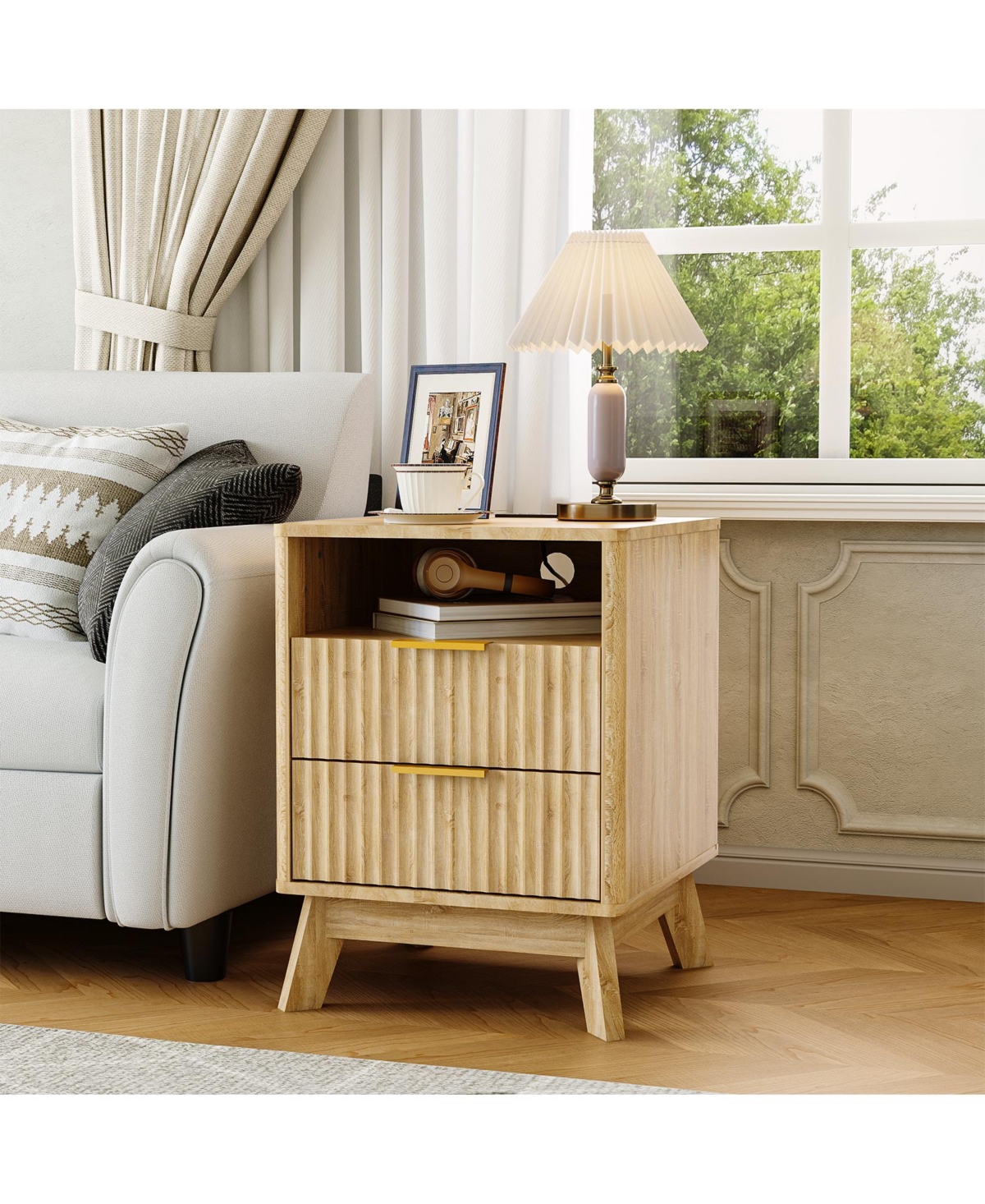 Click here for homfan Nightstand with Charging Station â Fluted... prices