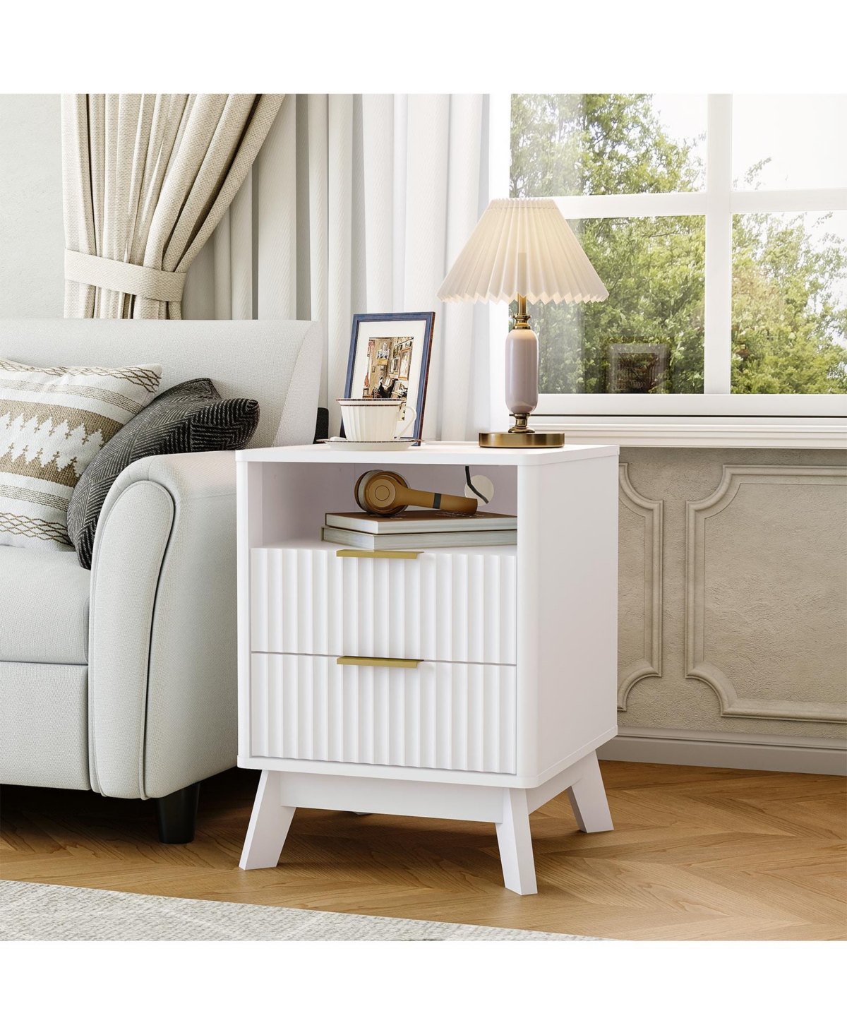 Click here for homfan Nightstand with Charging Station â Fluted... prices