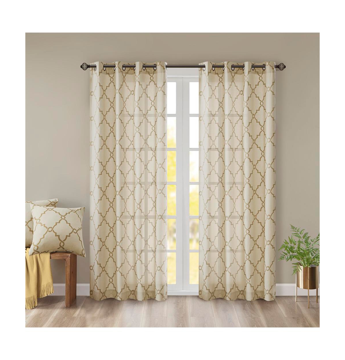 Click here for Avobird Fretwork Print Grommet Top Window Curtain... prices