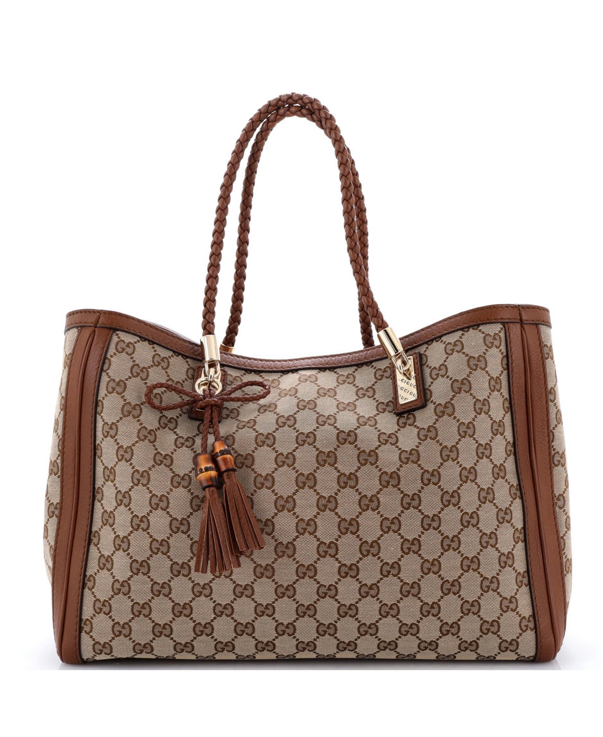 Click here for Pre-Owned Gucci Medium Bella Tote Gg Canvas with L... prices