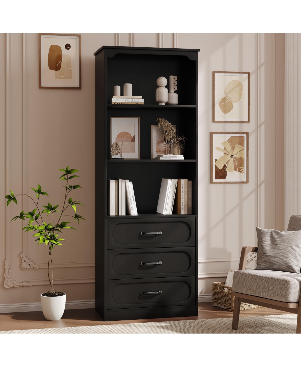 Click here for homfan 70 Tall Bookshelf with 3 Drawers Bookcase w... prices