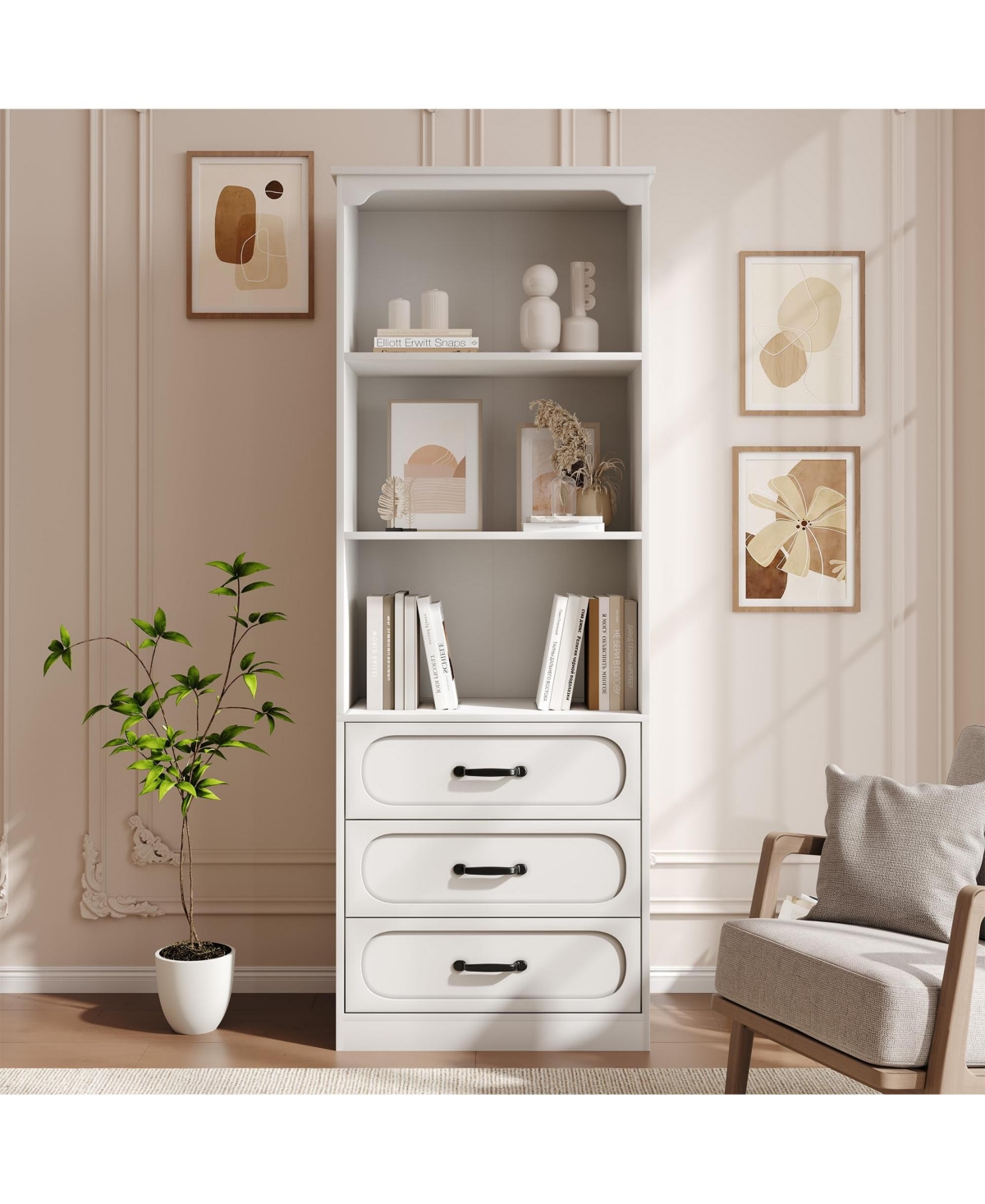 Click here for homfan 70 Tall Bookshelf with 3 Drawers Bookcase w... prices