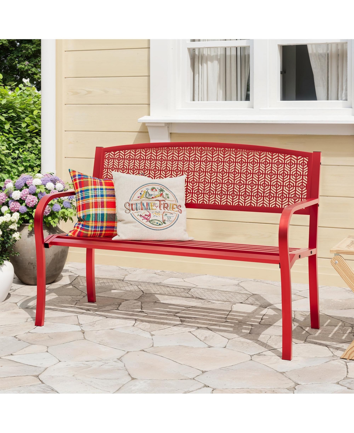 Click here for GarveeLife 50 Outdoor Metal Garden Bench  Patio St... prices
